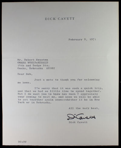 Dick Cavett Typed Signed Letter