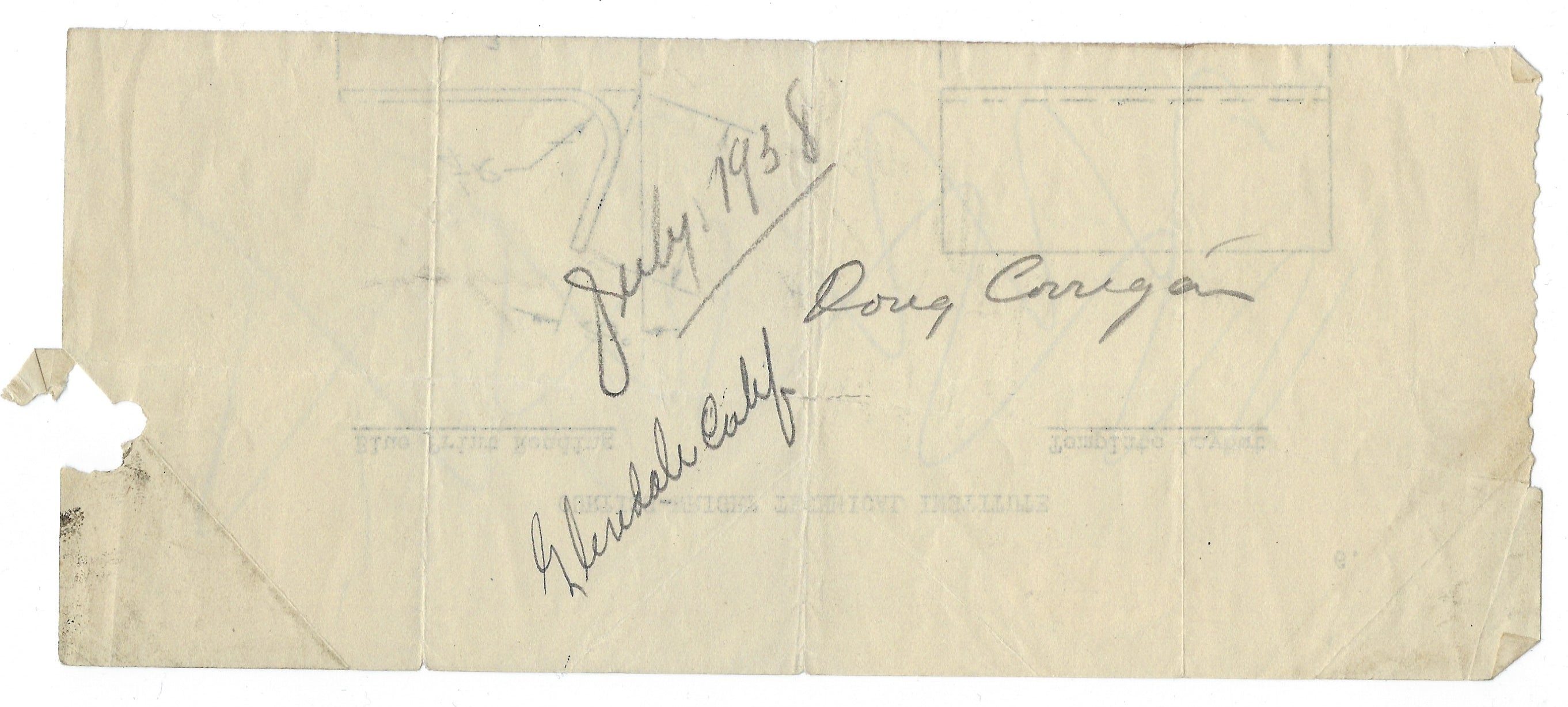 Cut Signed by Doug "Wrong Way" Corrigan